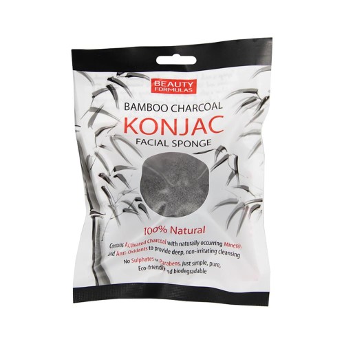 BEAUTY FORMULAS KONJAC GĄBKA DO MYCIA TWARZY Z WĘGLEM Z BAMBUSA 100% ...