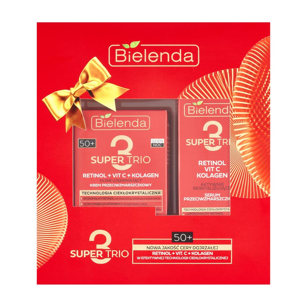 BIELENDA ZESTAW PREZENTOWY SUPER TRIO 50+ KREM DO TWARZY+SERUM DO ...
